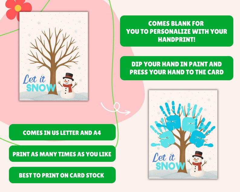 Christmas Handprint Art, Let It Snow Christmas Craft, Christmas ...