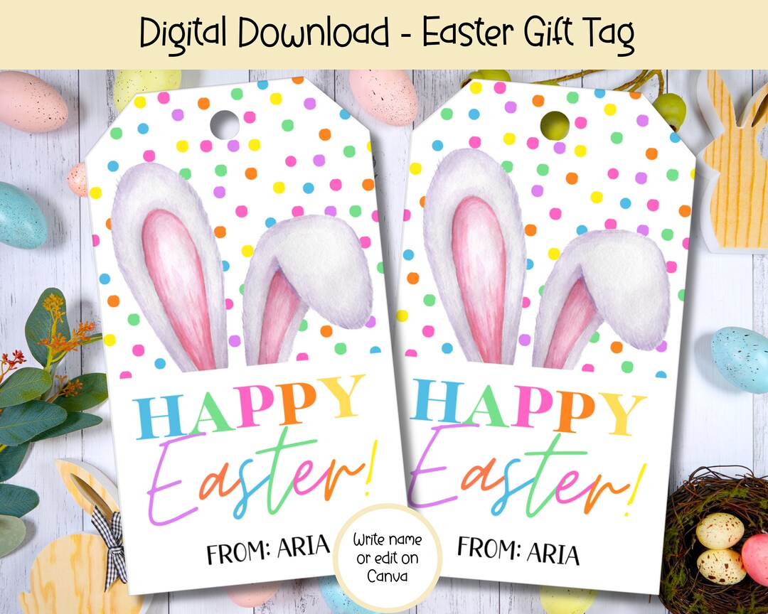 Rainbow Easter Gift Tags, Easter Printable, Kids Easter Basket ...