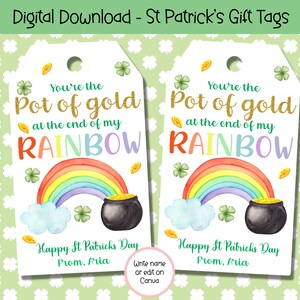 EDITABLE St Patrick's Gift Tag, St Patricks Day Gift, Rainbow St ...