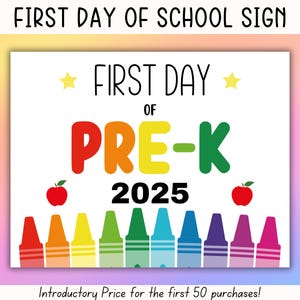 First Day of School Sign Printable, First Day of Pre-k Sign, First Day ...