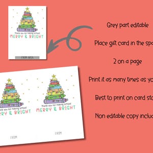 EDITABLE Printable Christmas Gift Card Holder, Teacher Christmas Card ...