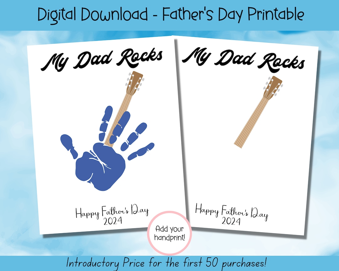 Father's Day Printable, My Dad Rocks Handprint Art, Fathers Day Gift ...
