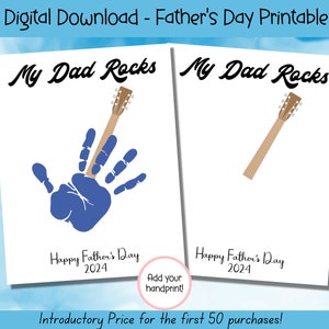Father's Day Printable, My Dad Rocks Handprint Art, Fathers Day Gift ...