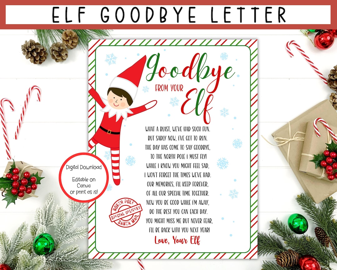 EDITABLE Elf Goodbye Letter, Elf Departure Letter, Elf Farewell Letter ...