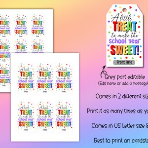 EDITABLE First Day of School Gift Tag, Back to School Gift Tag, Teacher ...