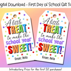 EDITABLE First Day of School Gift Tag, Back to School Gift Tag, Teacher ...