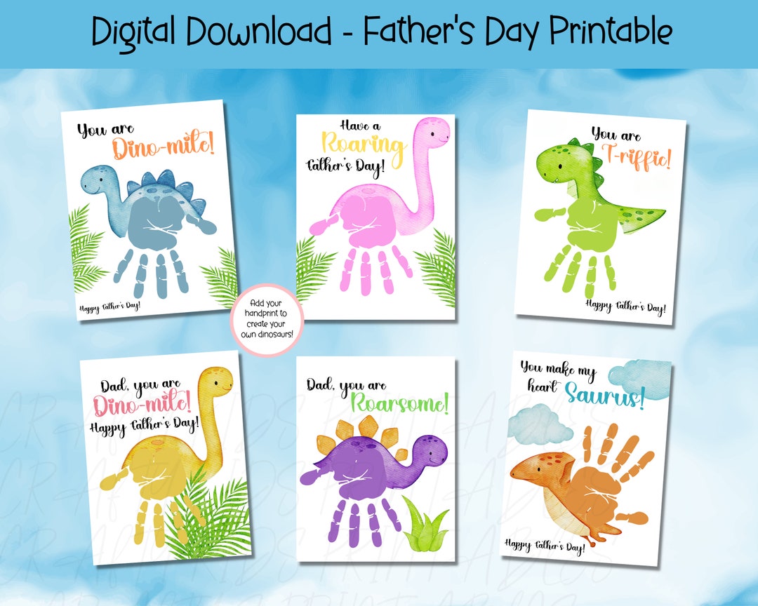 Father's Day Printable Dinosaur Handprint Art Bundle - Etsy