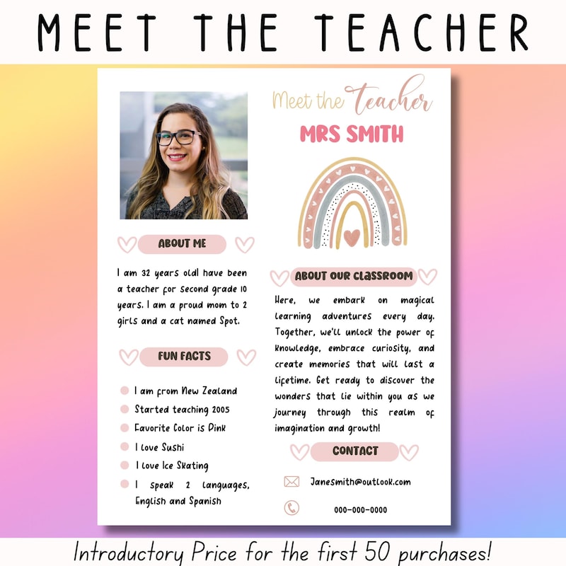 Meet the Teacher Template - Etsy
