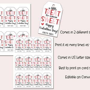 Valentine Gift Tags, Editable Printable Kids Valentine Tags, Classroom ...