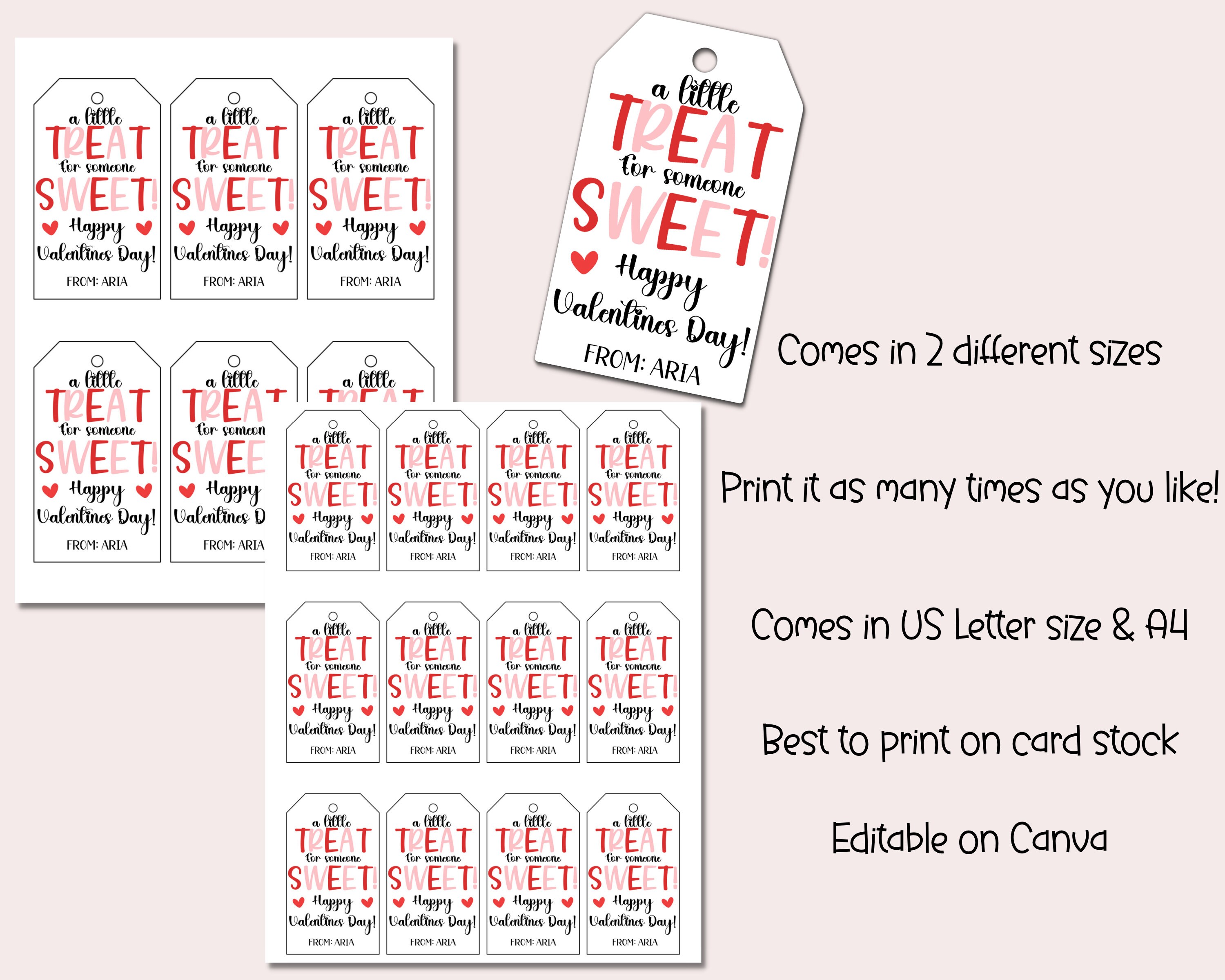 Valentine Gift Tags Editable Printable Kids Valentine Tags - Etsy