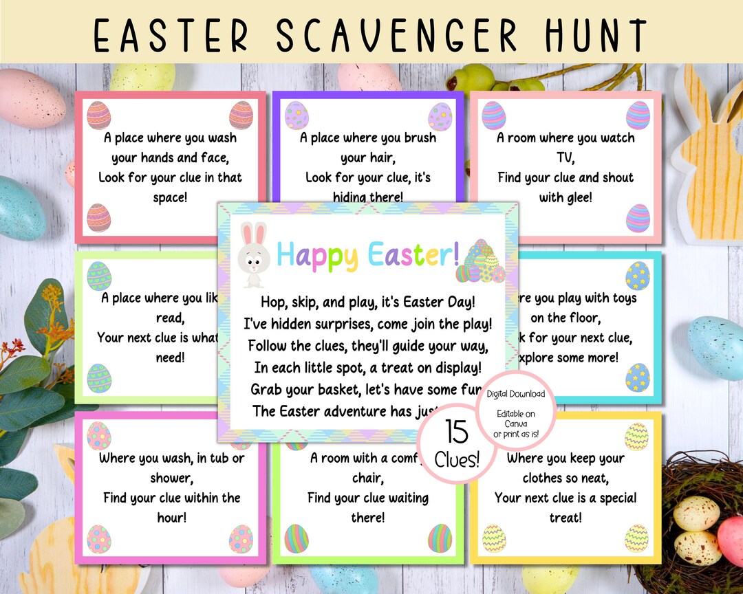EDITABLE Easter Treasure Hunt, Easter Scavanger Hunt, Easter Games ...