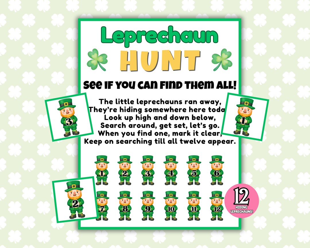Leprechaun Hunt Game, St Patrick's Day Hunt, Kids Leprechaun Game ...