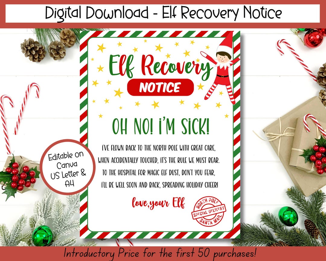 EDITABLE Elf Recovery Notice, Elf Lost Magic, Elf Welcome Letter, Elf ...