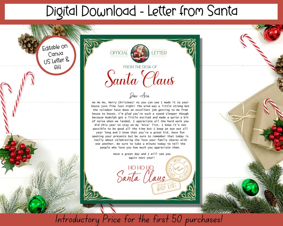 EDITABLE Letter From Santa, Printable Santa Stationary, Official Santa ...