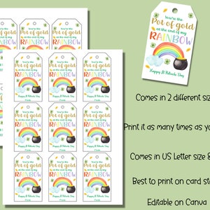 EDITABLE St Patrick's Gift Tag, St Patricks Day Gift, Rainbow St ...