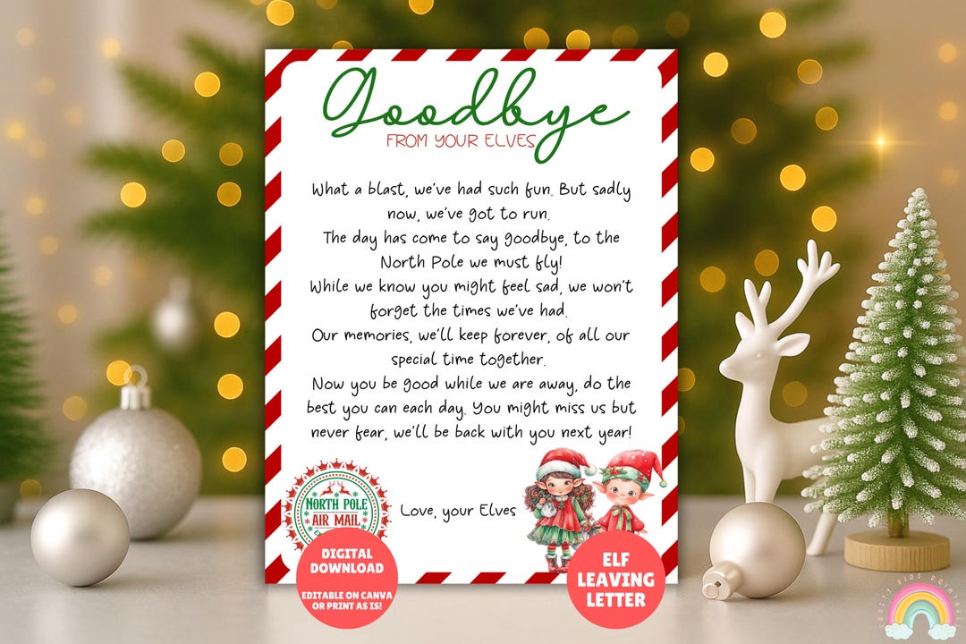 EDITABLE Elves Goodbye Letter, Multiple Elf Departure Letter, Elf ...