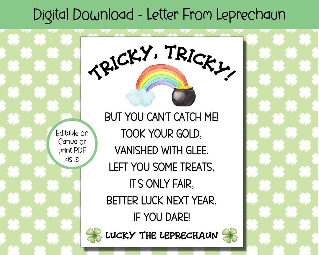 EDITABLE Leprechaun Letter, Leprechaun Trap Letter, Letter From ...