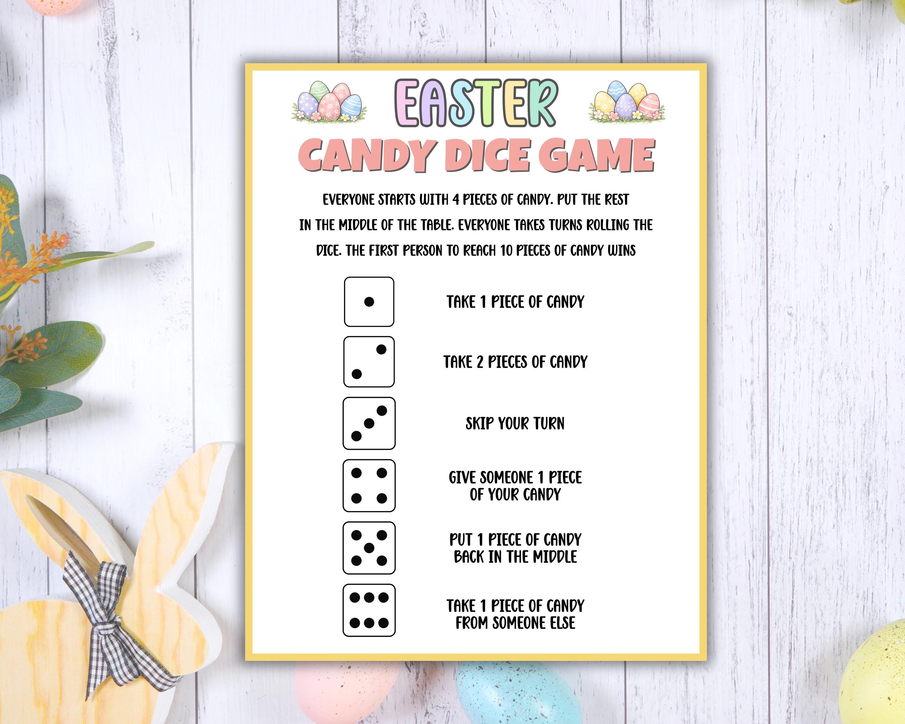 Easter Candy Dice Game, Easter Dice Game, Easter Printable Game ...