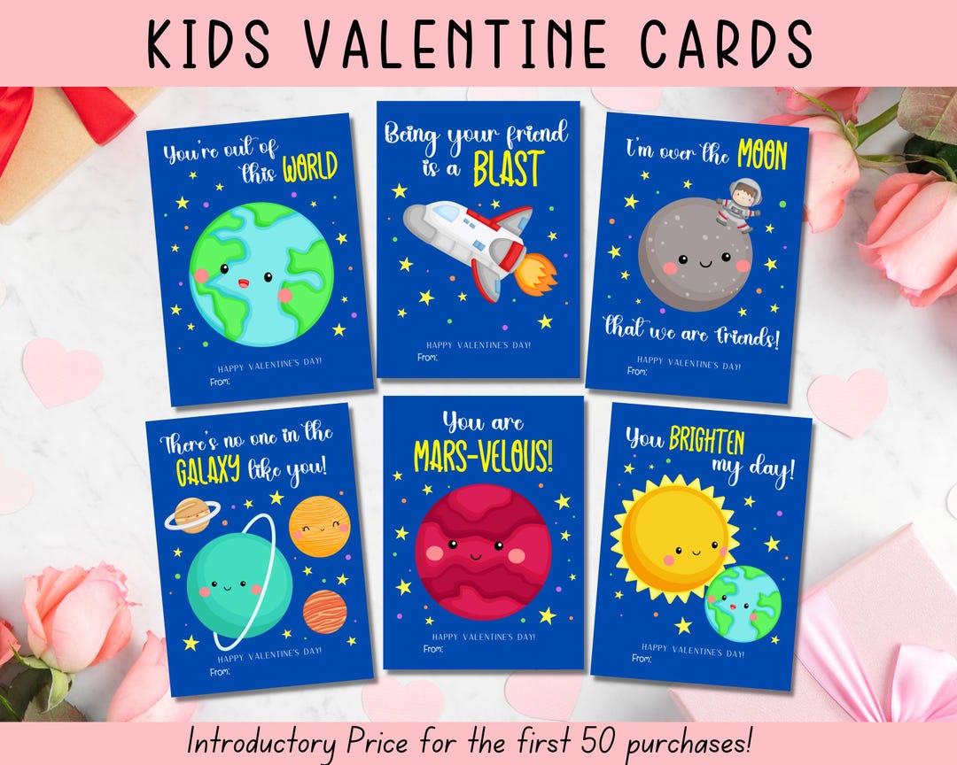 EDITABLE Printable Space Valentine Cards, Classroom Valentines Day ...