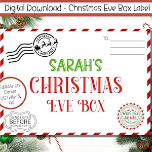EDITABLE Christmas Eve Box Label, Printable Christmas Eve Box Sign ...