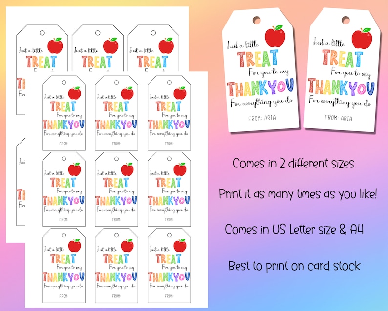 Teacher Appreciation Gift Tag Staff Appreciation Gift Tag - Etsy