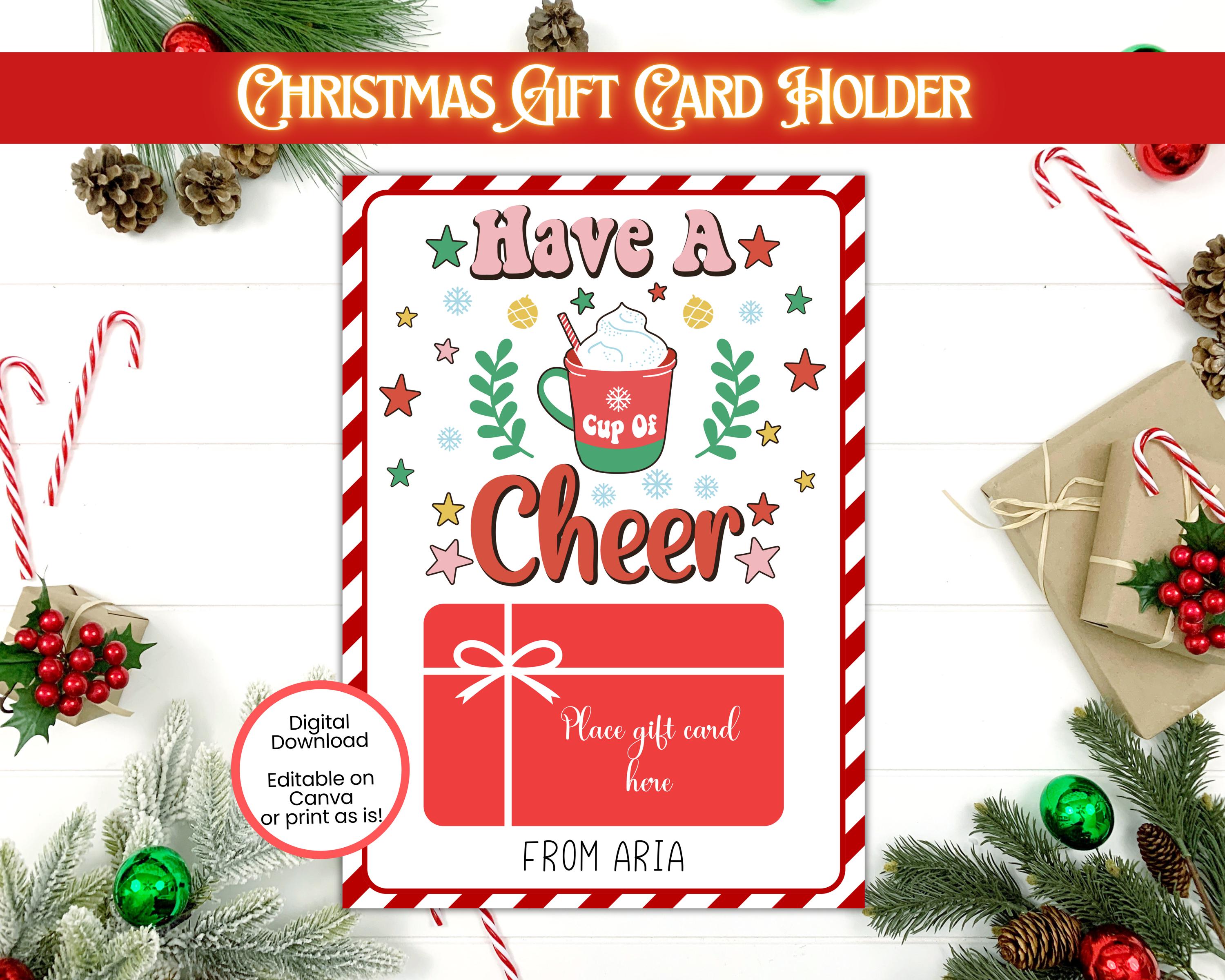 EDITABLE Printable Christmas Gift Card Holder, Teacher Christmas Card ...