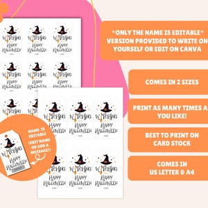 EDITABLE Halloween Gift Tag, Halloween Favor Tag, Trick or Treat Favor ...