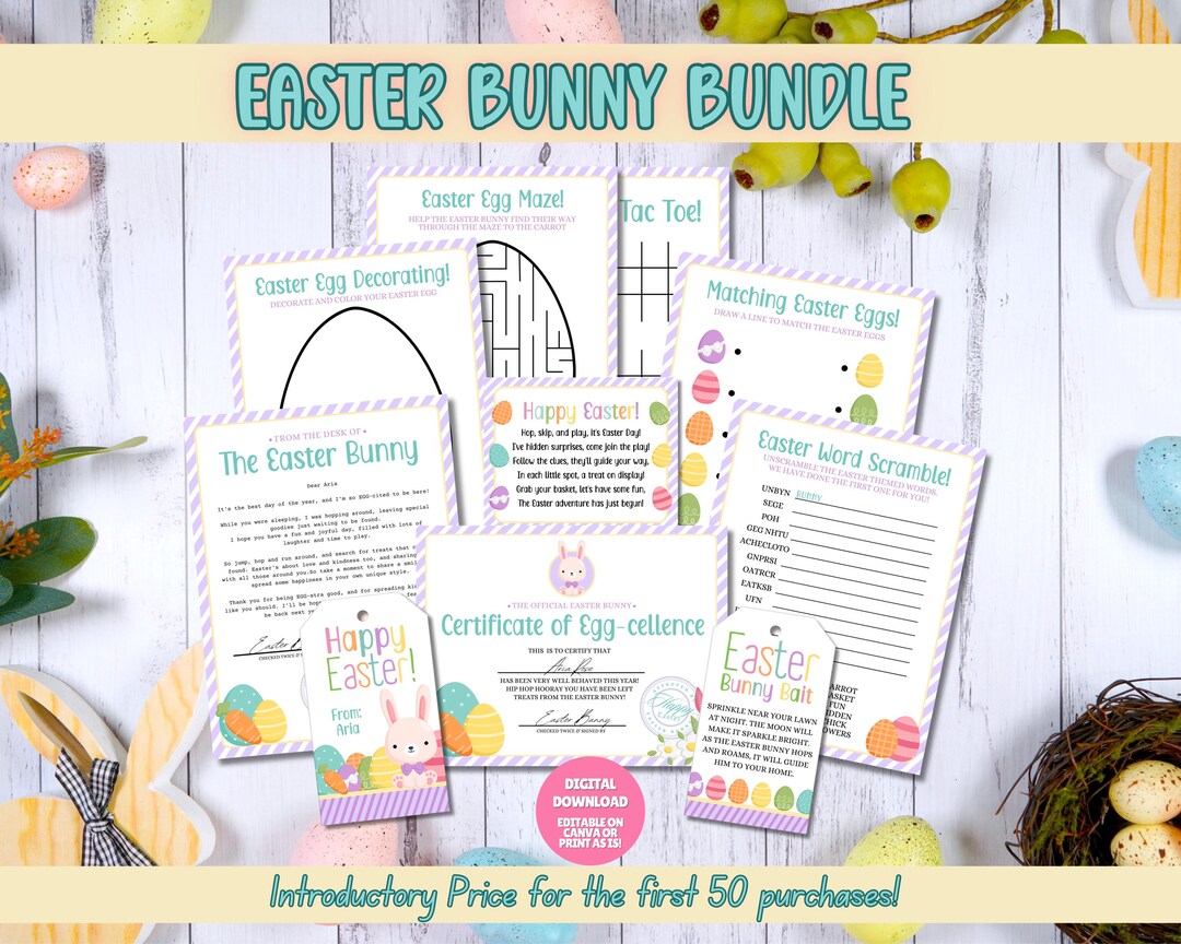 Easter Bunny Bundle, Easter Game, Easter Bunny Bait Tag, Easter Bunny ...