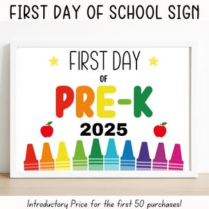 First Day of School Sign Printable, First Day of Pre-k Sign, First Day ...