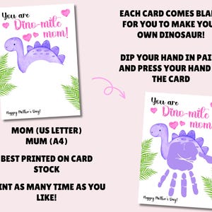 Mother's Day Printable, Dinosaur Handprint Art Bundle, Mothers Day Gift ...