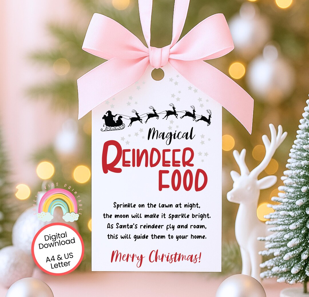 Magical Reindeer Food Tags, Reindeer Food, Printable Magic Reindeer ...