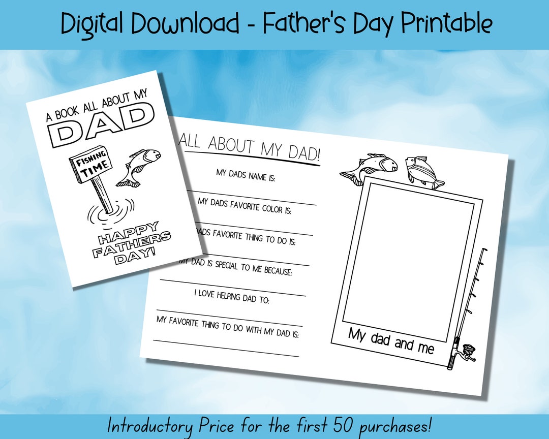 Father's Day Printable, All About My Dad Book, Fathers Day Gift, Father ...