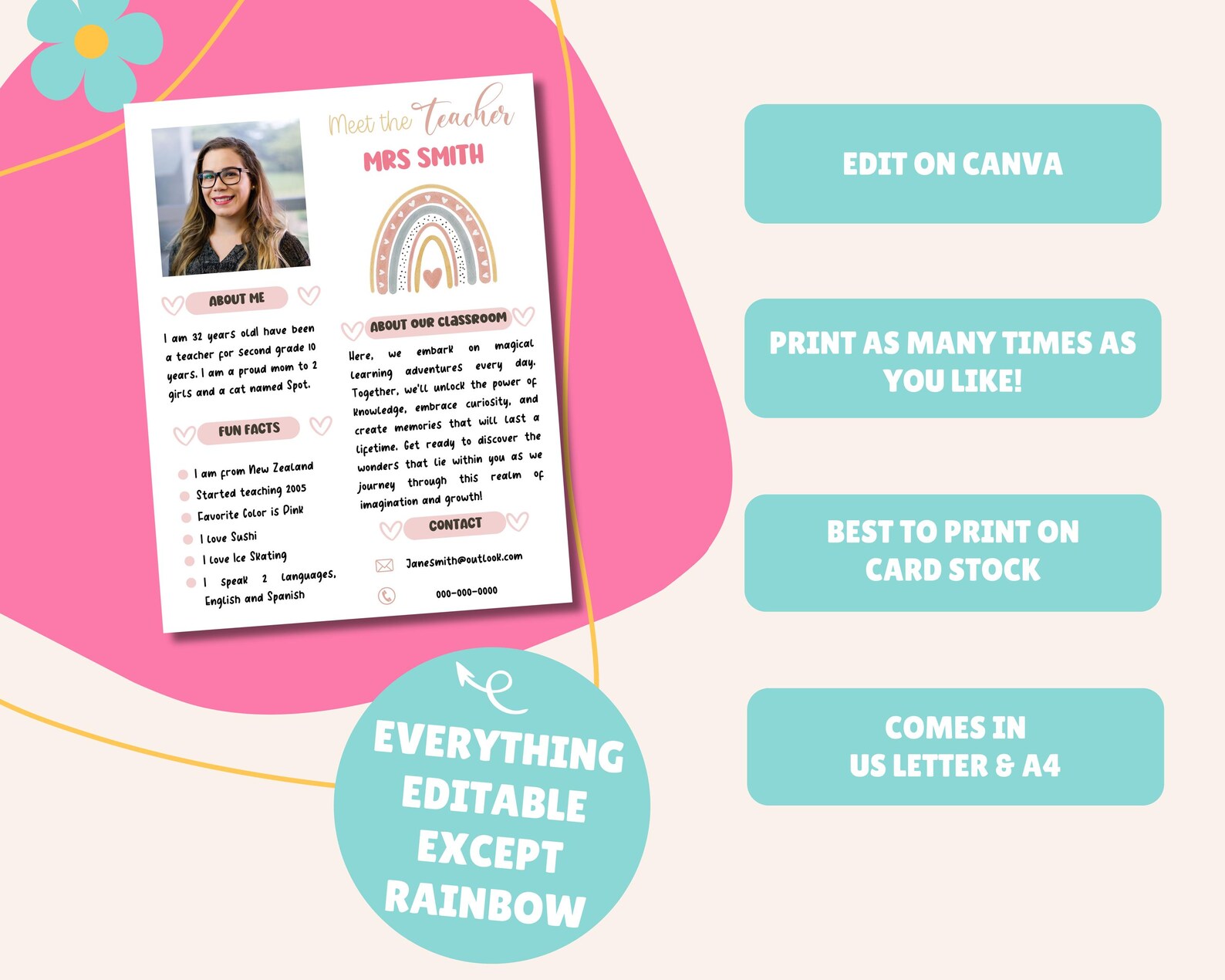 EDITABLE Boho Meet the Teacher Template, Back to School Letter, Teacher ...