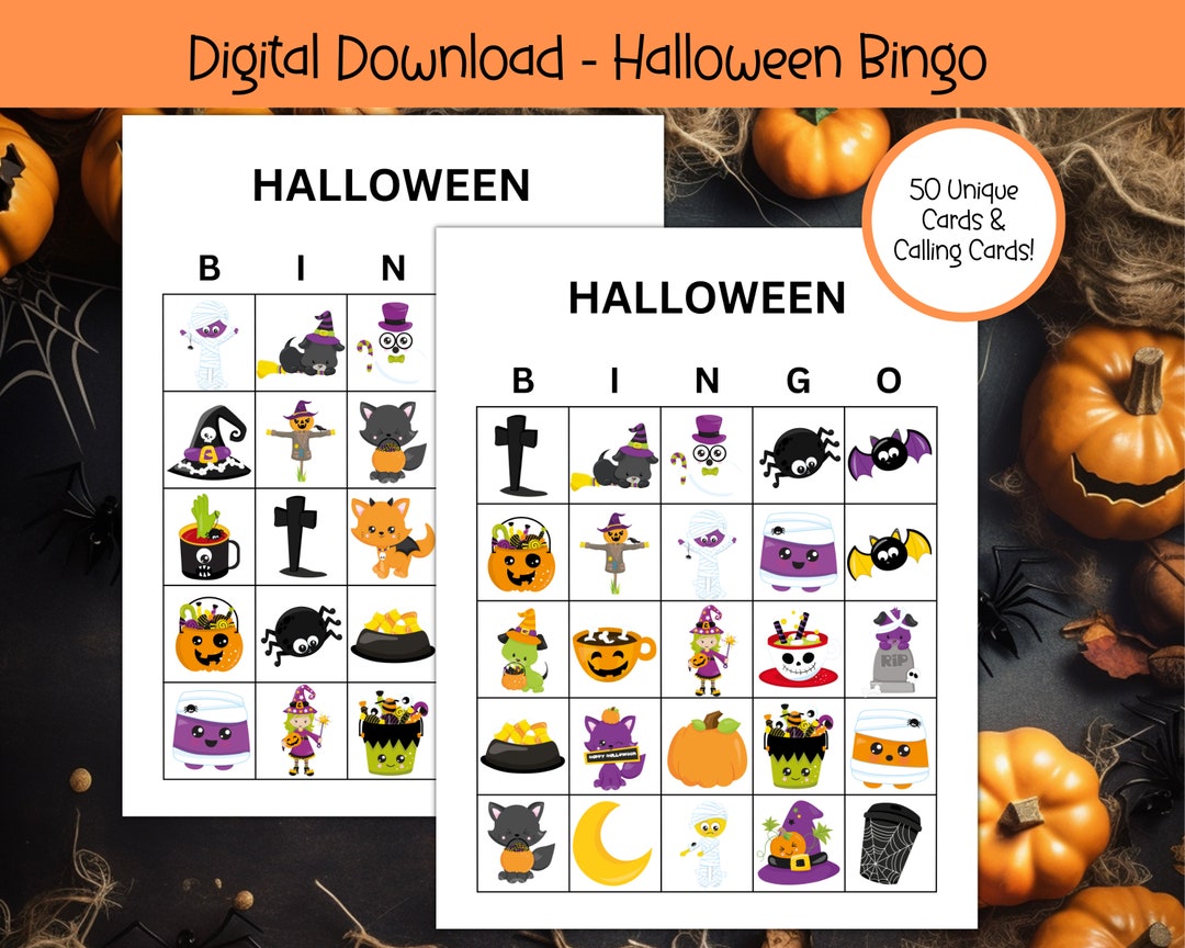 Halloween Bingo, Halloween Party Game, Bingo Game for Halloween Party ...