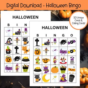 Halloween Bingo, Halloween Party Game, Bingo Game for Halloween Party ...