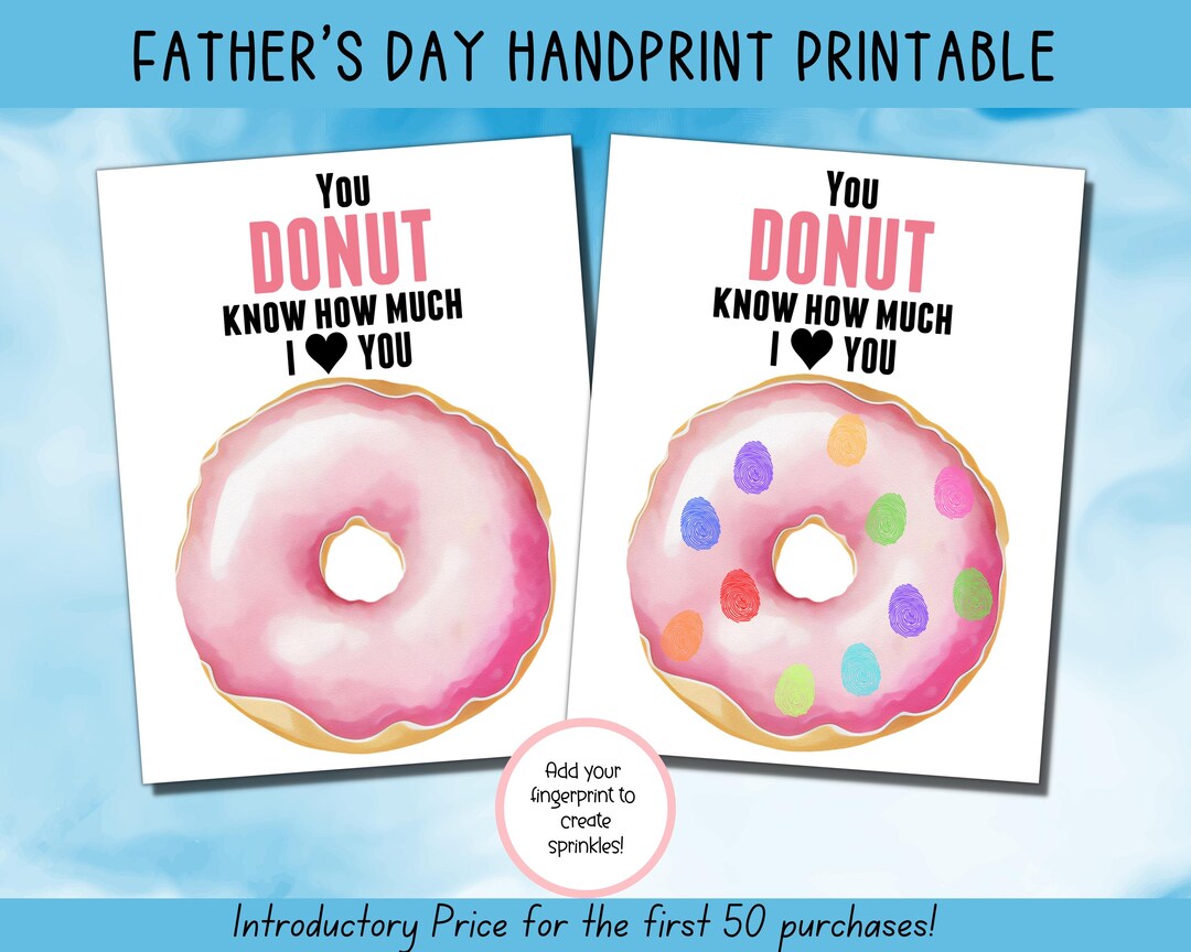 Father's Day Printable, Donut Fingerprint Art, Fathers Day Gift ...