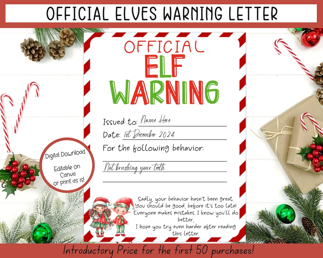 EDITABLE Elf Warning Letter, Multiple Elves, Elf Behaviour Letter, Elf ...
