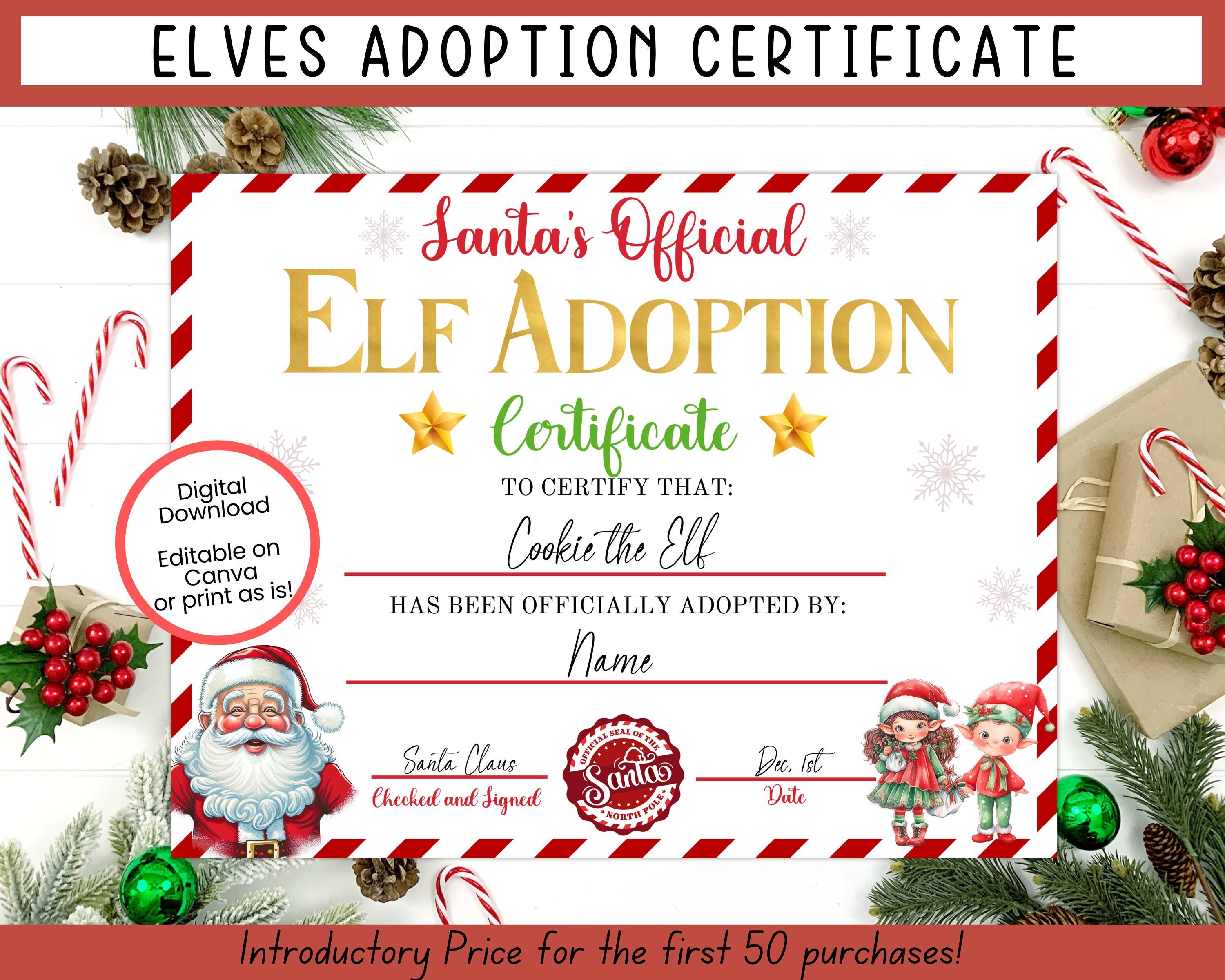 EDITABLE Elf Adoption Certificate, Multiple Elves, Letter From Your Elf ...