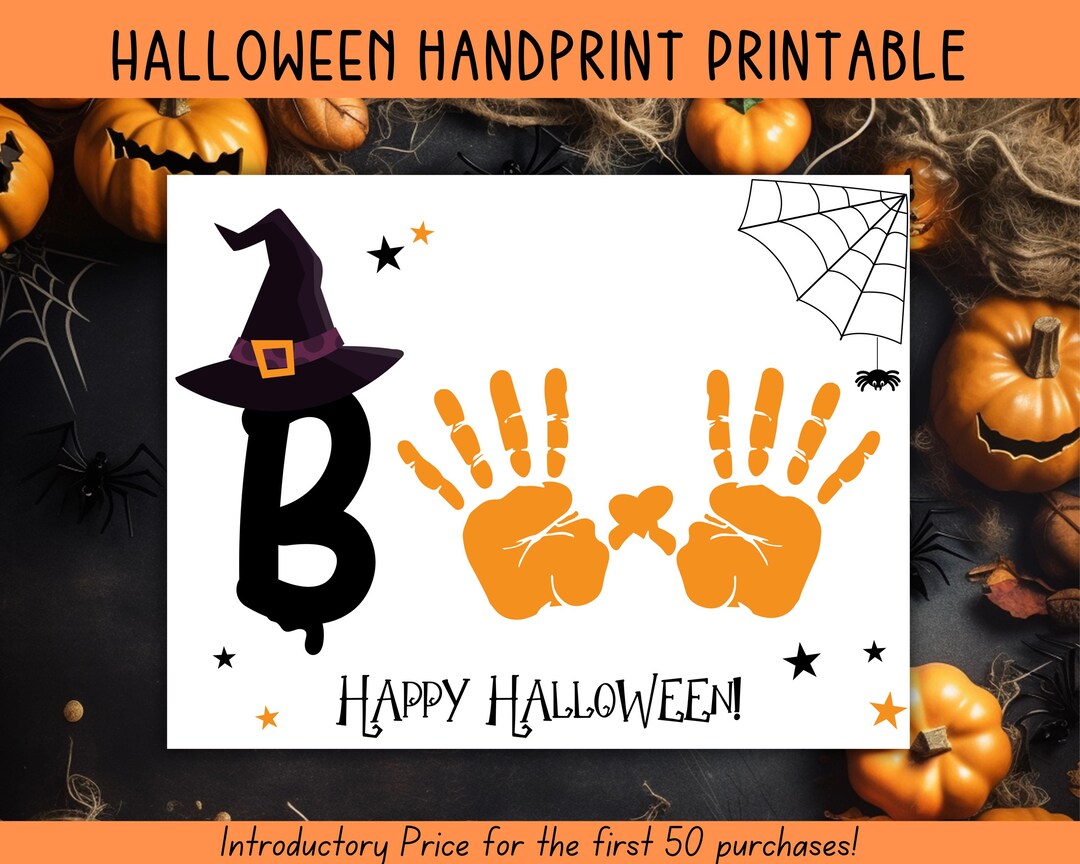 Boo Halloween Handprint, Halloween Printable Handprint Craft for Kids ...