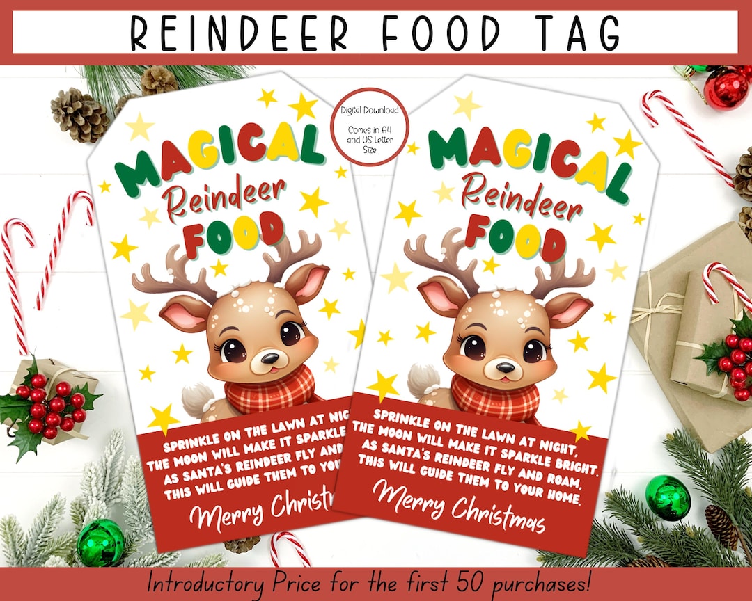 Magical Reindeer Food Tags, Reindeer Food, Printable Magic Reindeer ...