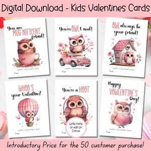 EDITABLE Printable Owl Valentine Cards, Classroom Valentines Day Cards ...