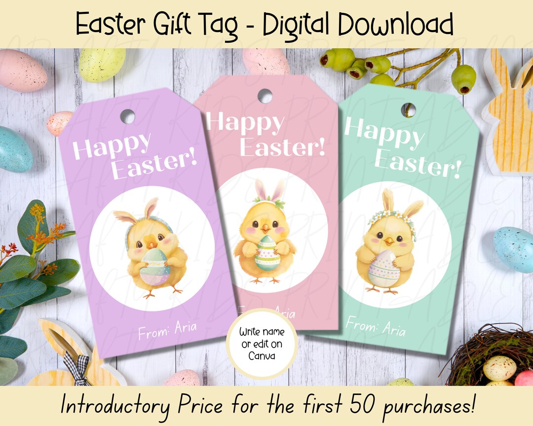 EDITABLE Colourful Chick Easter Gift Tags, Easter Printables, Kids ...