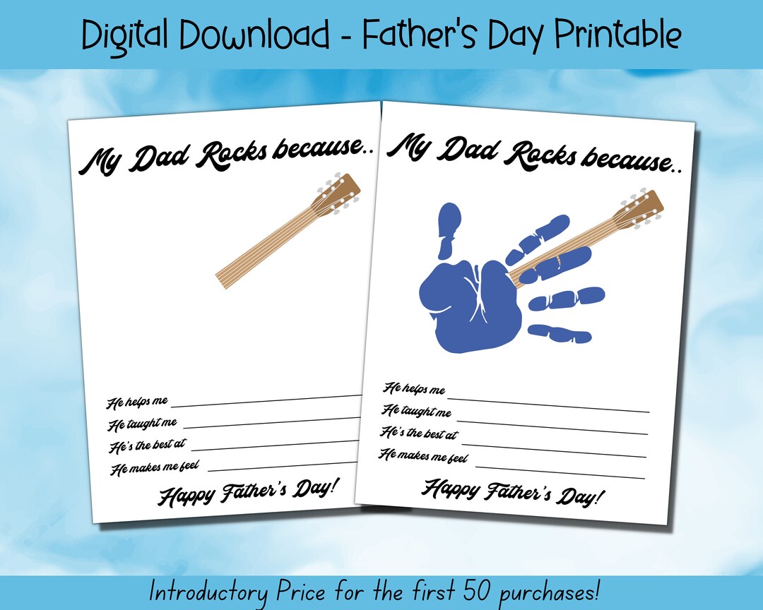 Father's Day Printable, My Daddy Rocks Handprint Art, Fathers Day Gift ...