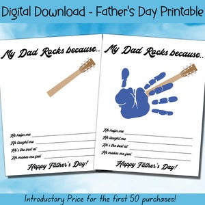 Father's Day Printable, My Daddy Rocks Handprint Art, Fathers Day Gift ...
