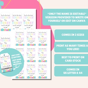 EDITABLE Teacher Easter Gift Tags, Easter Printable, Teacher ...
