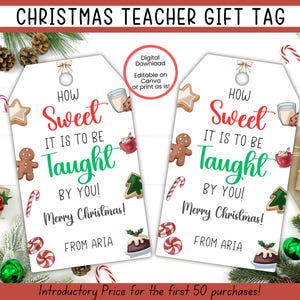 EDITABLE Christmas Teacher Appreciation Gift Tag, Christmas School Gift ...