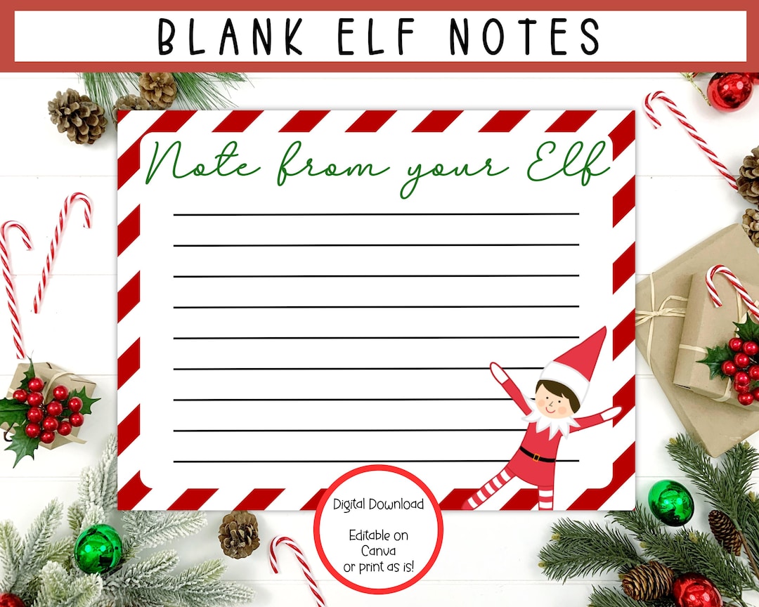 EDITABLE Blank Elf Notes, Note From Your Elf, Elf Arrival, Elf Props ...