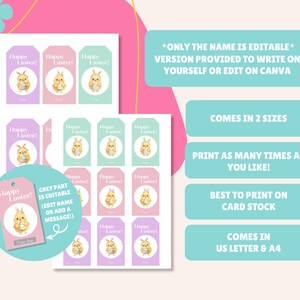 EDITABLE Colourful Chick Easter Gift Tags, Easter Printables, Kids ...