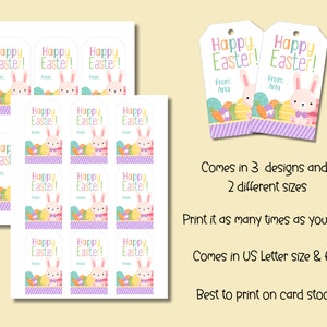EDITABLE Easter Gift Tags, Easter Printables, Kids Easter Basket ...