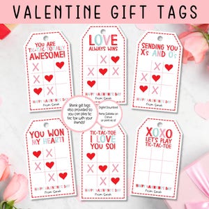 EDITABLE Tic Tac Toe Valentine Gift Tags, Printable Kids Valentine Tags ...